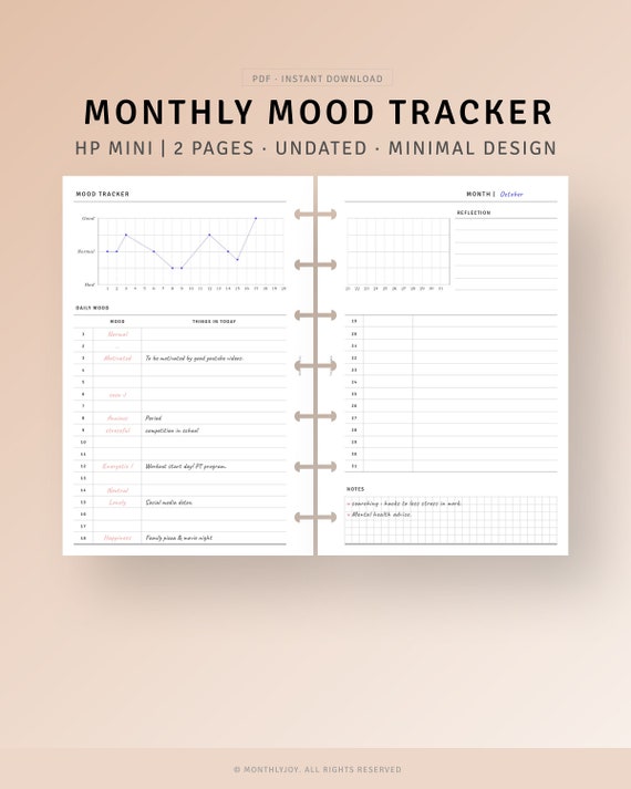 Printable Mood Tracker Template HP Mini Size Daily Emotion - Etsy