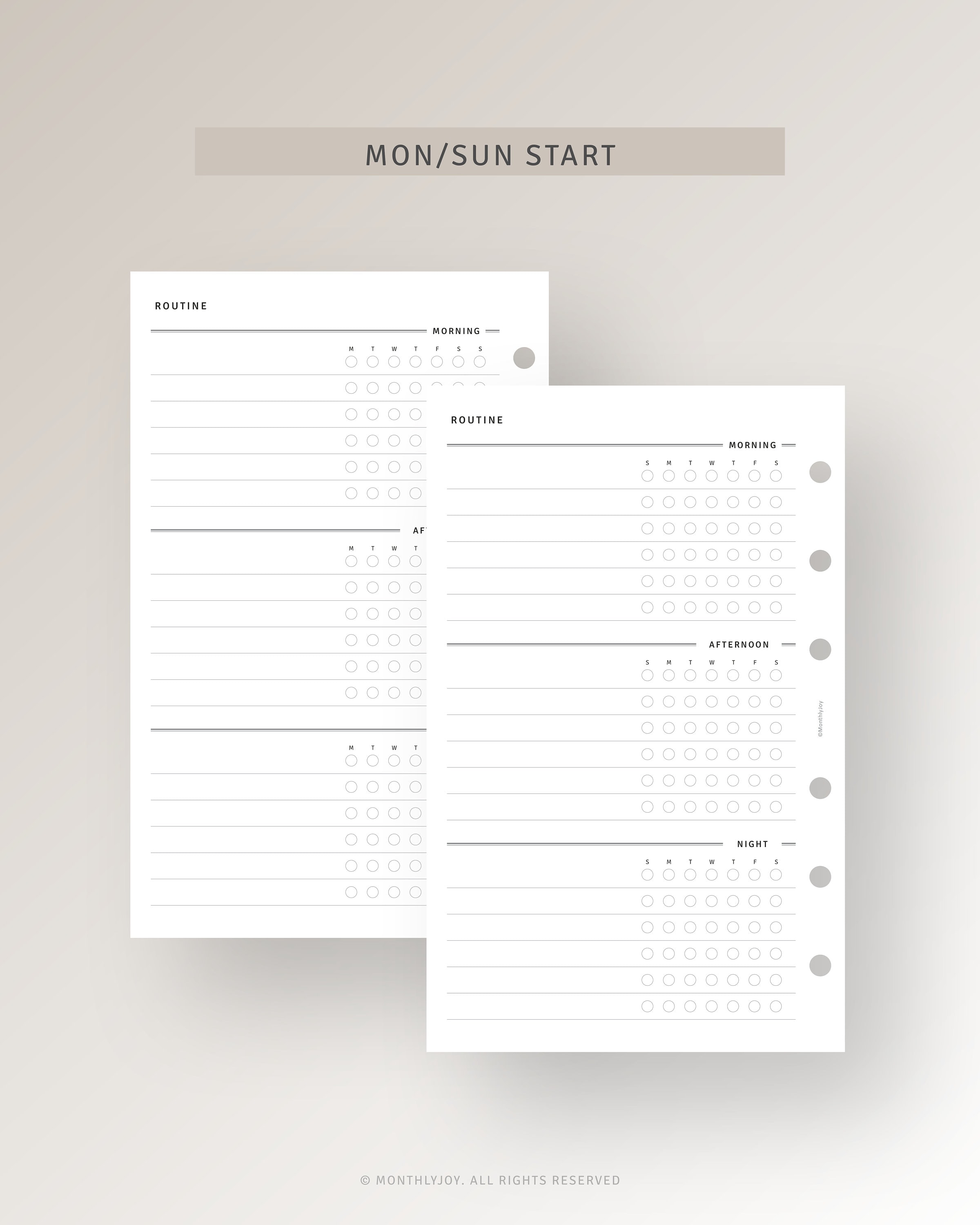 Routine Planner Printable FC Compact Inserts Monthly Routine - Etsy