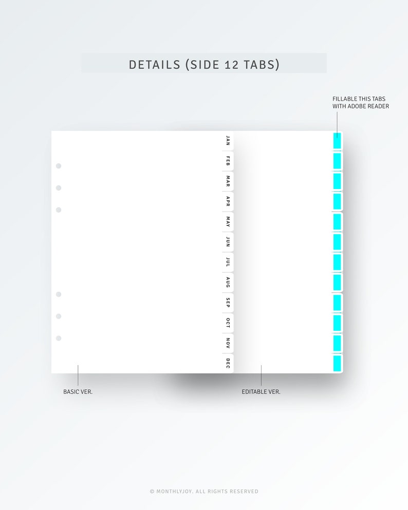 Planner Dividers A5 Printable PDF PNG Editable Side Tab - Etsy Australia