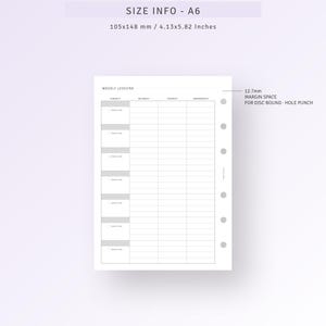 Weekly Lesson Planner A6 Inserts Printable Homeschool Subject Calendar ...