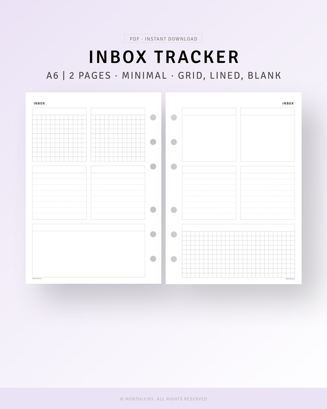 Printable Inbox Inserts A6 Planner, Inbox Tracker, Brain Dump Template ...