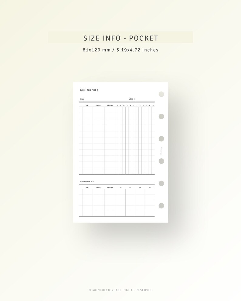Printable Budget Planner Pocket Size Inserts, Bill Organizer Template ...