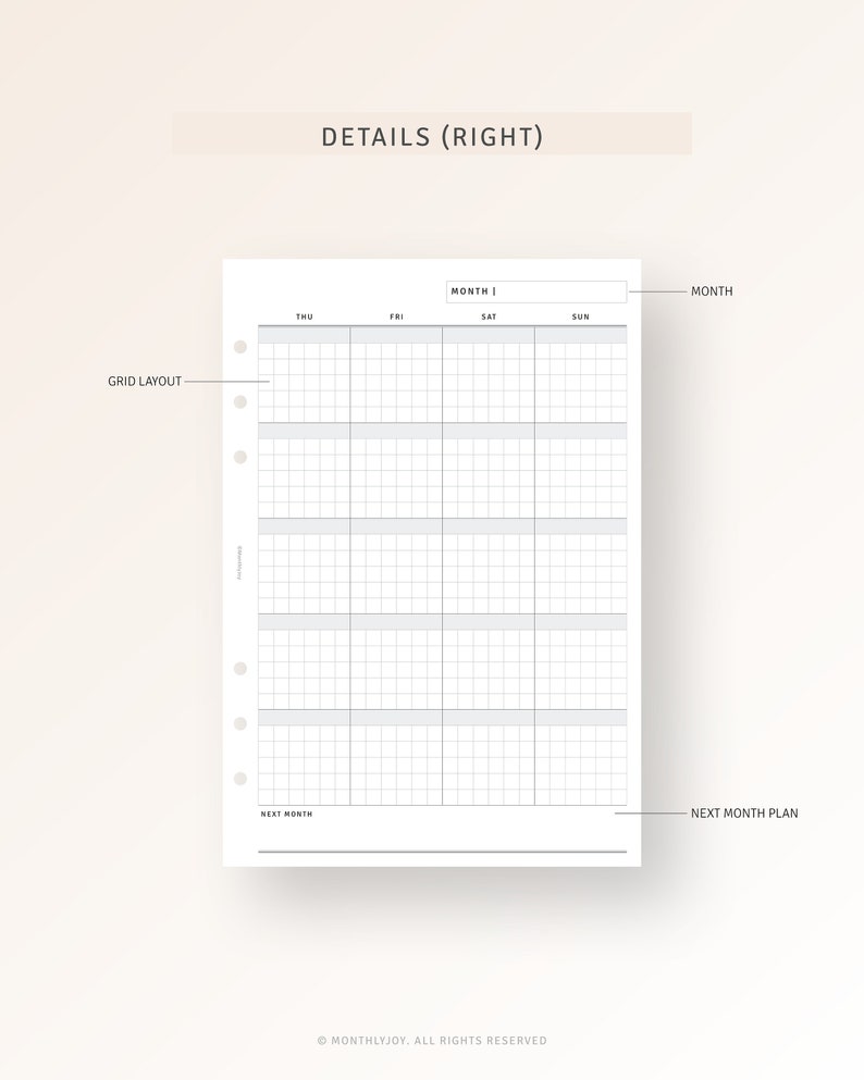 Undated Monthly Planner A5 Inserts Printable Monthly Template - Etsy