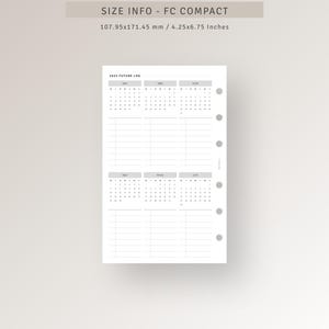 Future Log 2025 Printable Fccompact Inserts, Quarterly Calendar, Yearly ...