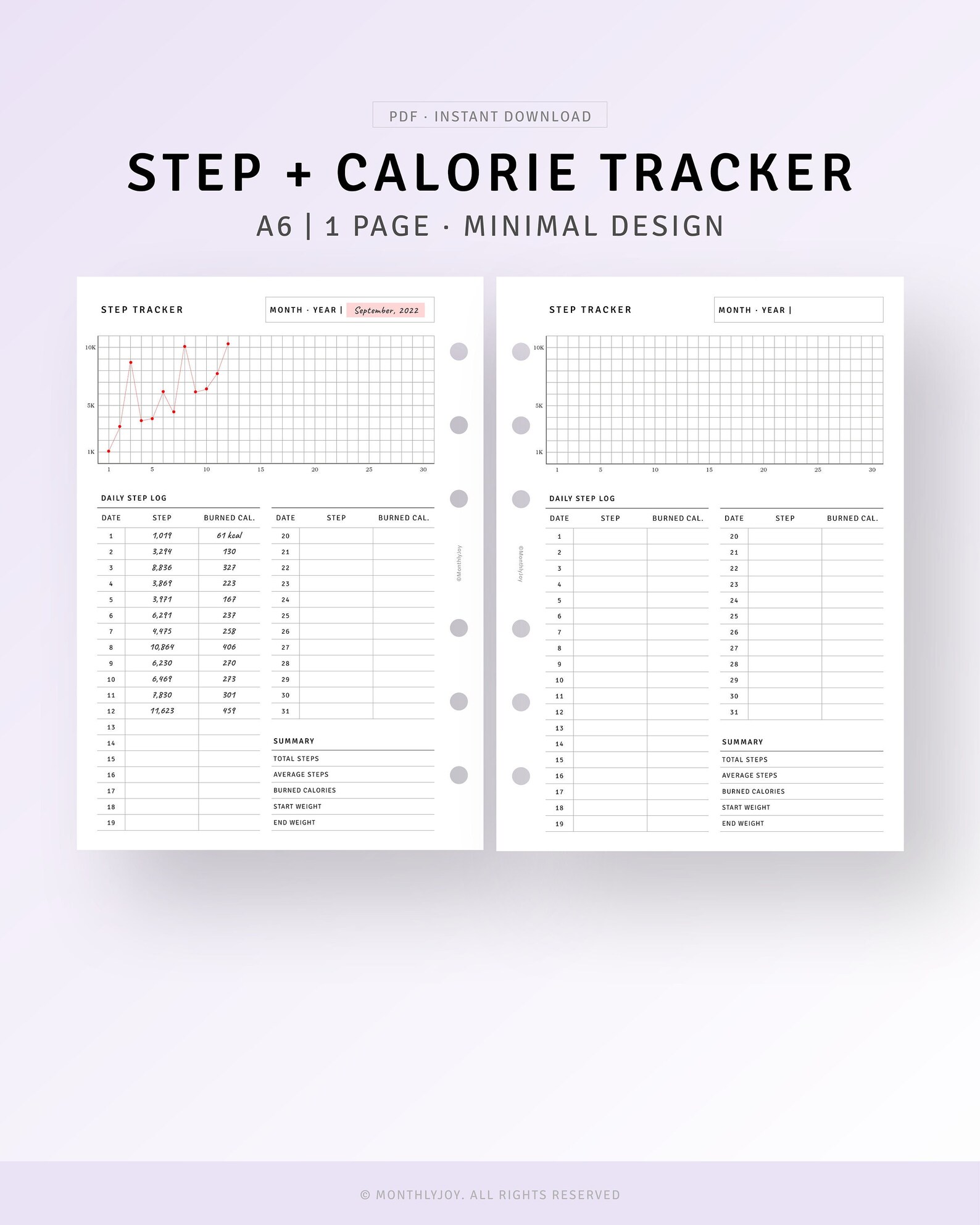 Step Tracker Printable A6 Ring Planner Inserts Daily Step - Etsy