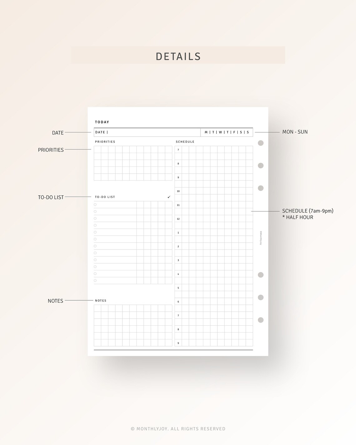 A5 Size Daily Schedule Template Printable Daily Hourly - Etsy