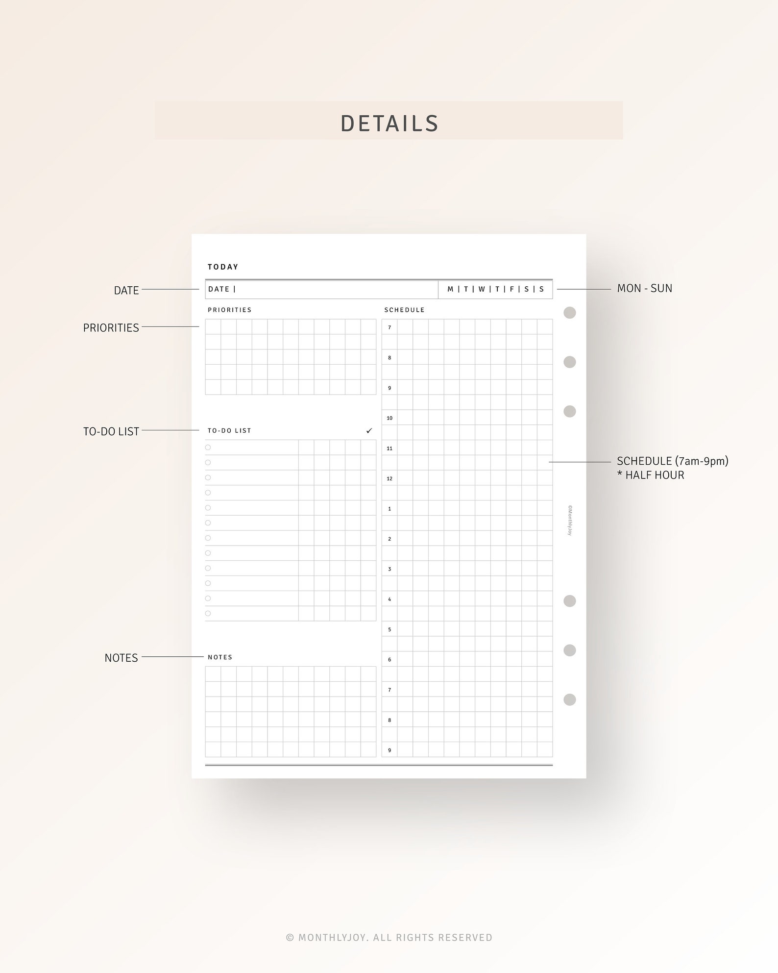 A5 Size Daily Schedule Template Printable Daily Hourly - Etsy