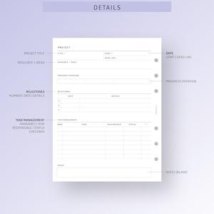 Project Planner Printable B6 Inserts, Project Tracker, Task Management ...