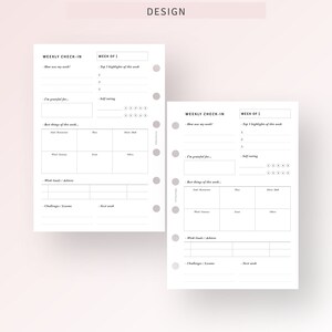 Weekly Review Pocket Plus Planner Inserts Printable Week Reflection Journal, Week Check-in ...