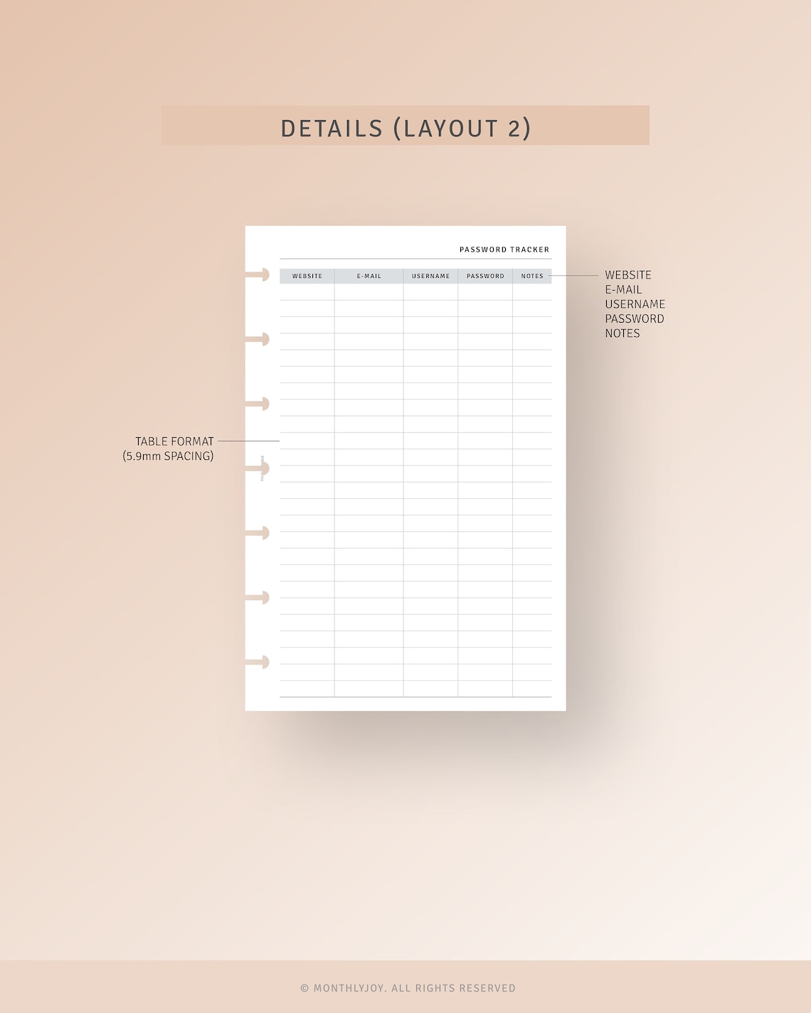Password Tracker HP Mini Inserts Printable Password Log - Etsy