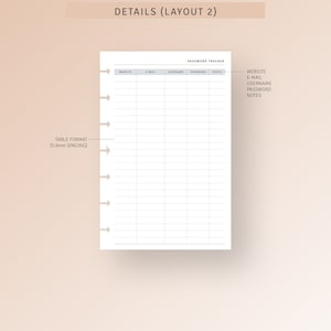 Password Tracker HP Mini Inserts Printable, Password Log Template ...