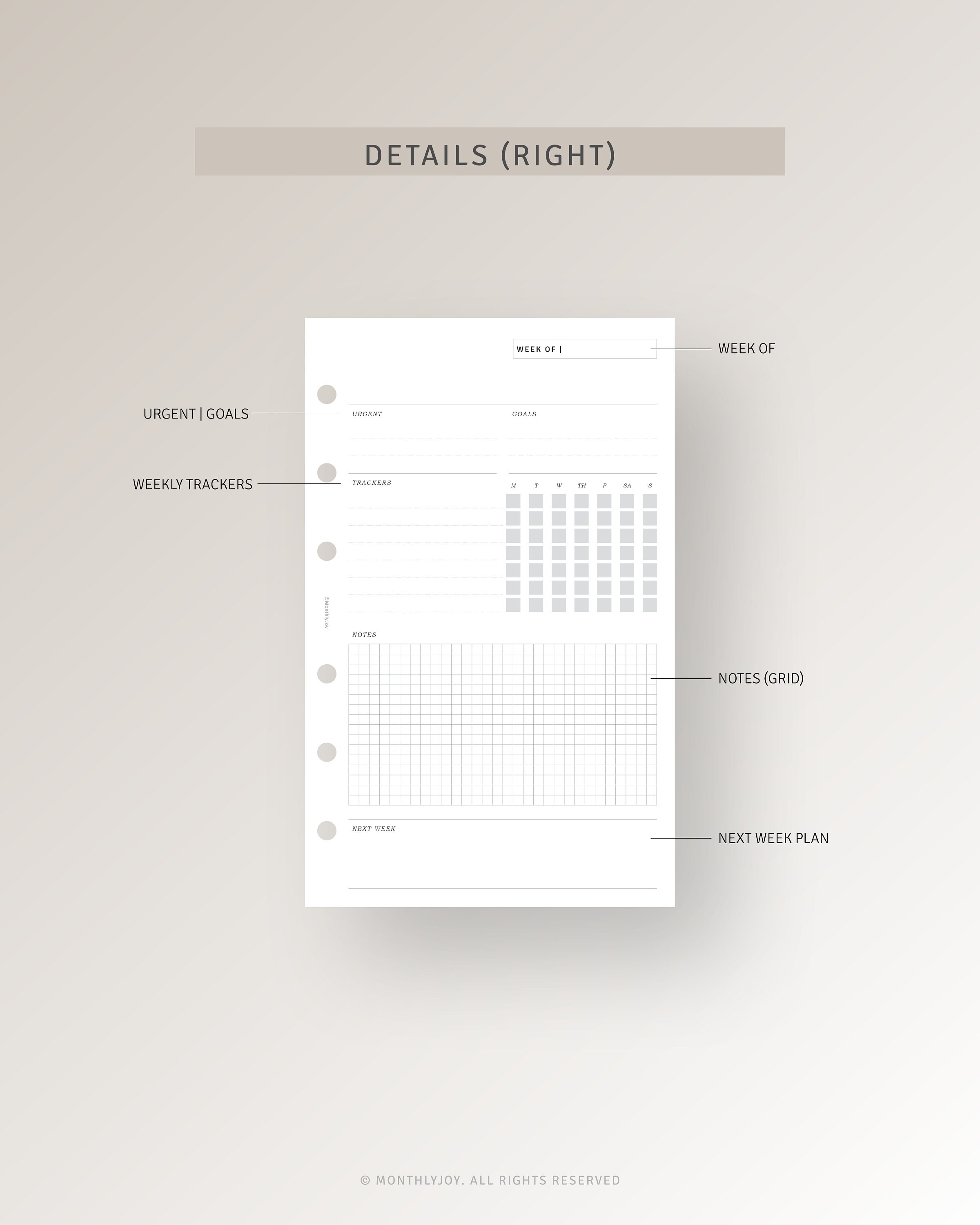 Weekly Overview FC Compact Printable Inserts Minimalist - Etsy