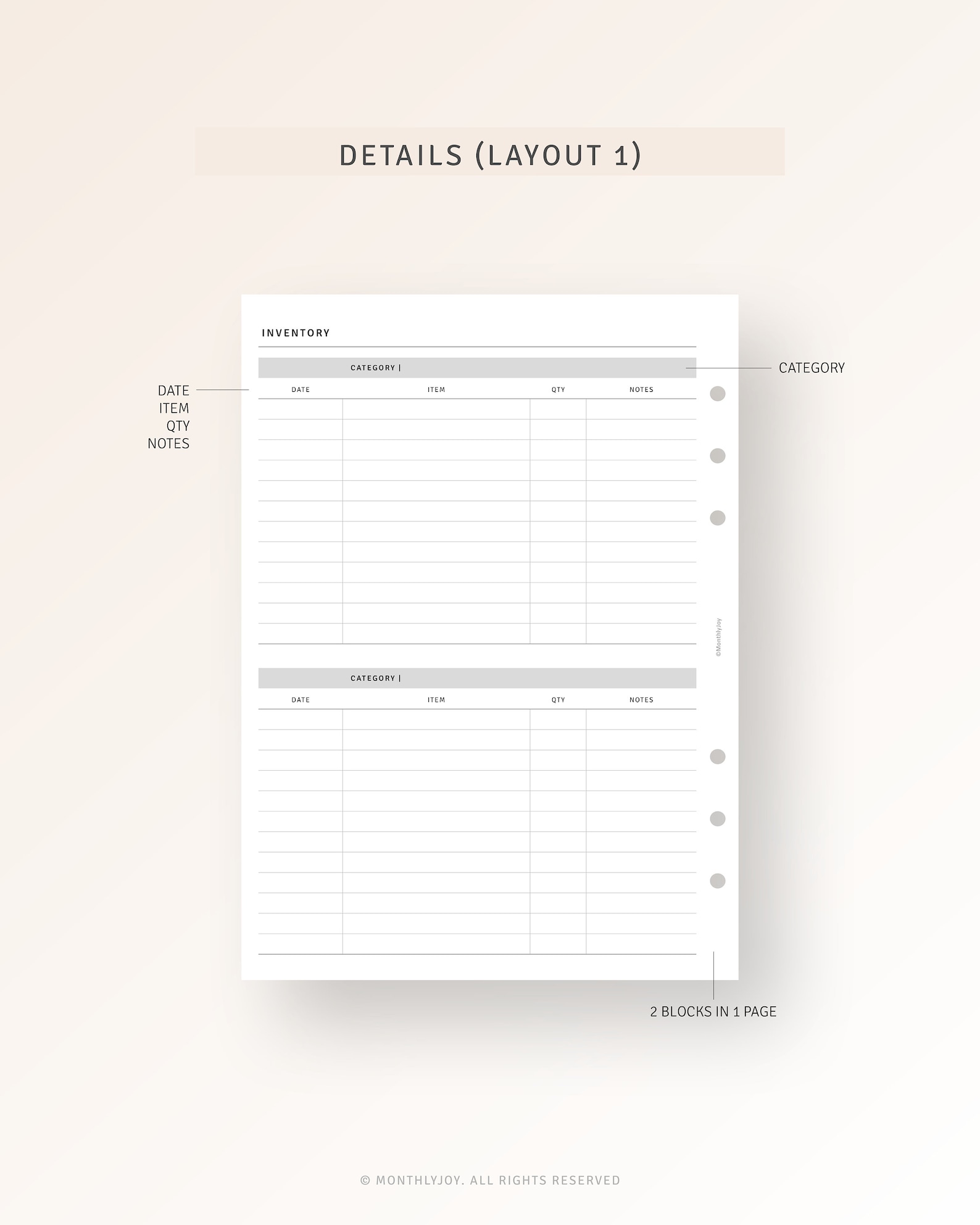 Inventory Tracker Template A5 Planner Printable Inserts, Kitchen ...