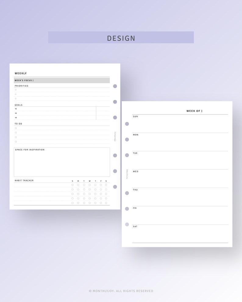 Weekly Planner Printable B6 Ring Inserts, Week on 2 Pages With to Do ...