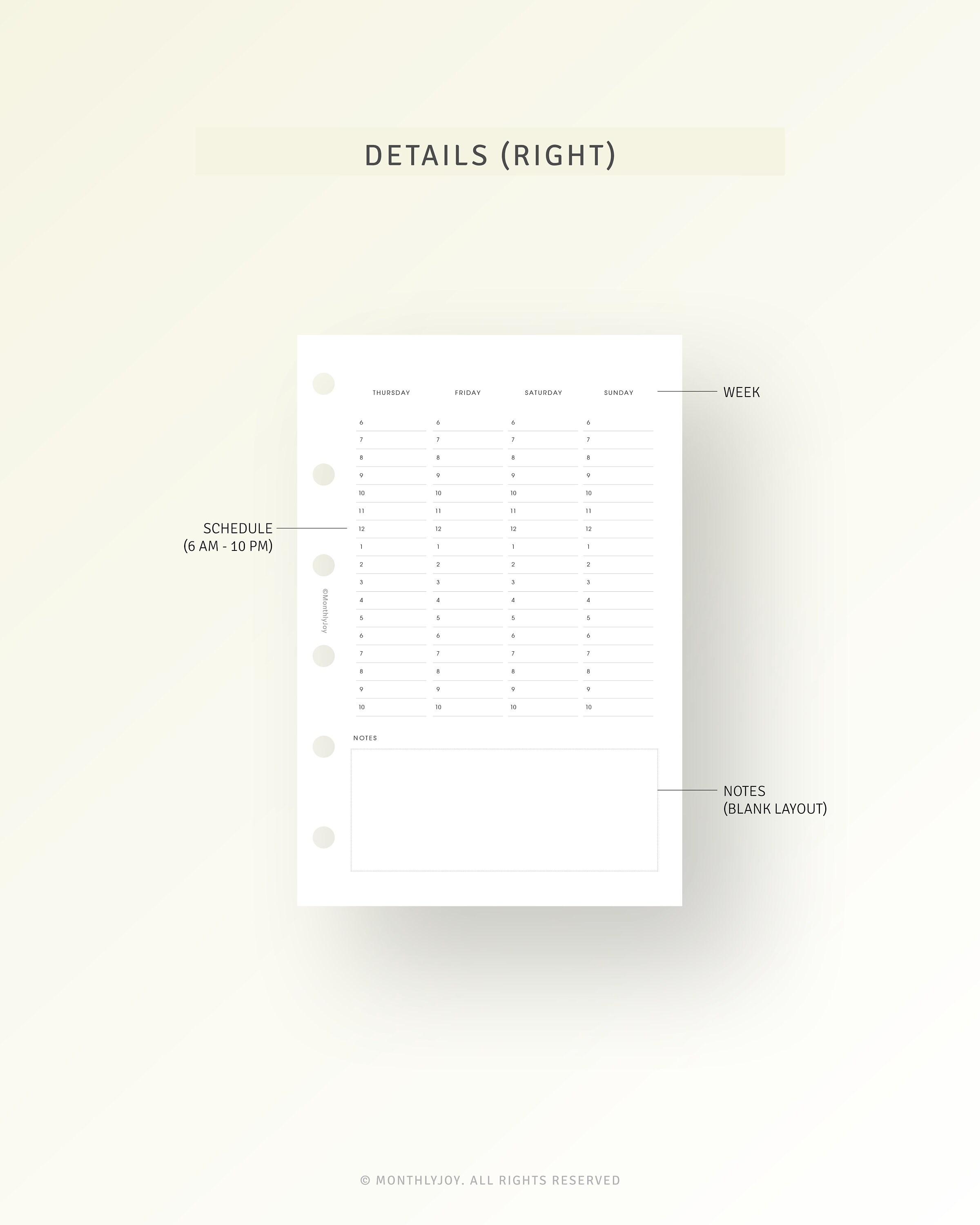 Pocket Weekly Hourly Schedule Template Week on Two Pages - Etsy
