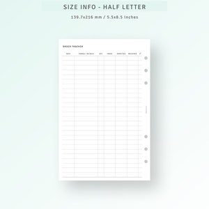 Online Order Tracker Printable Half-letter Inserts, Shopping Tracker ...