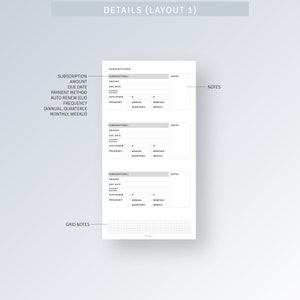 STANDARD TN | Subscription Tracker Printable Inserts, Payment Budget ...