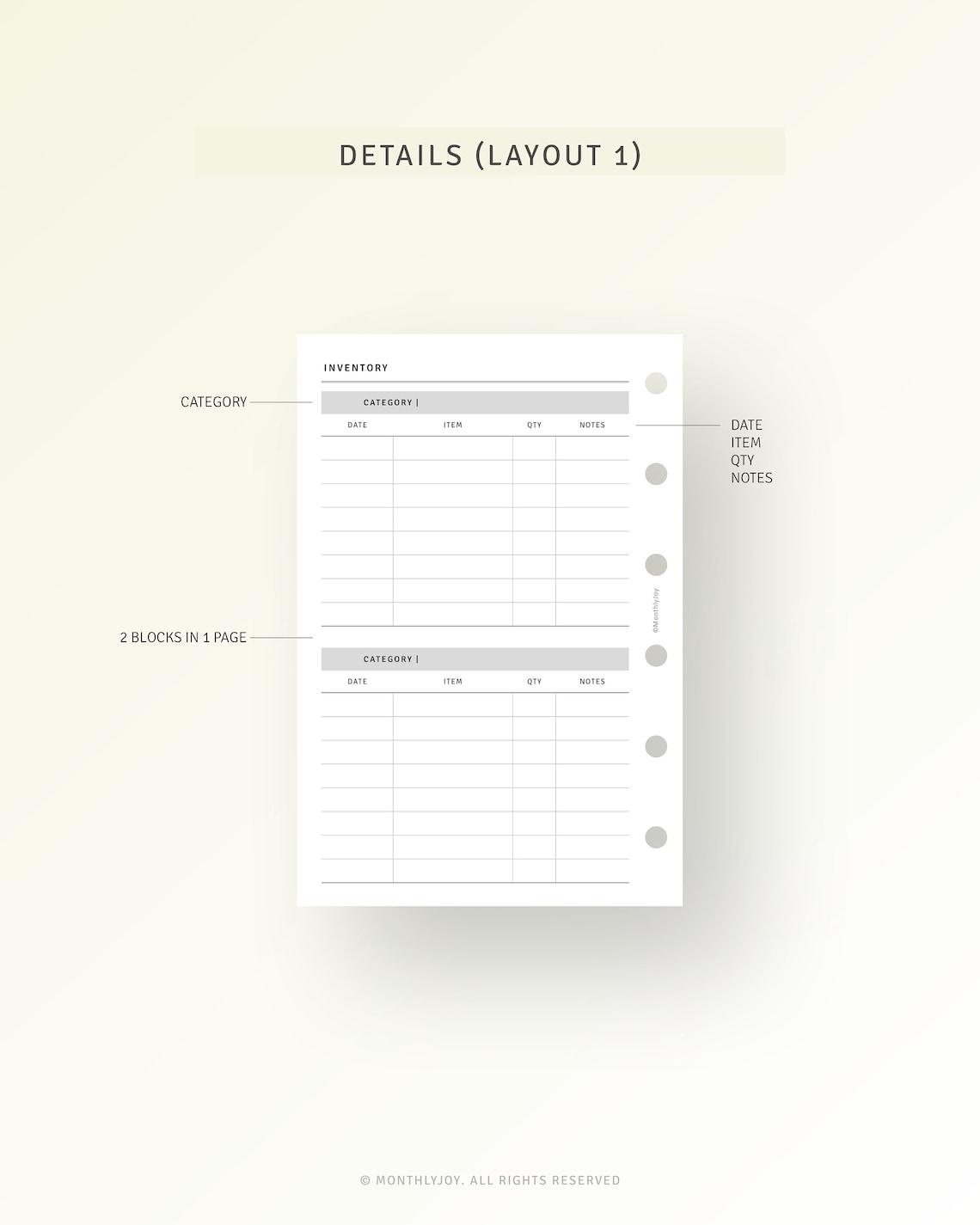 Inventory Tracker Printable Pocket Size Inserts, Home Inventory ...