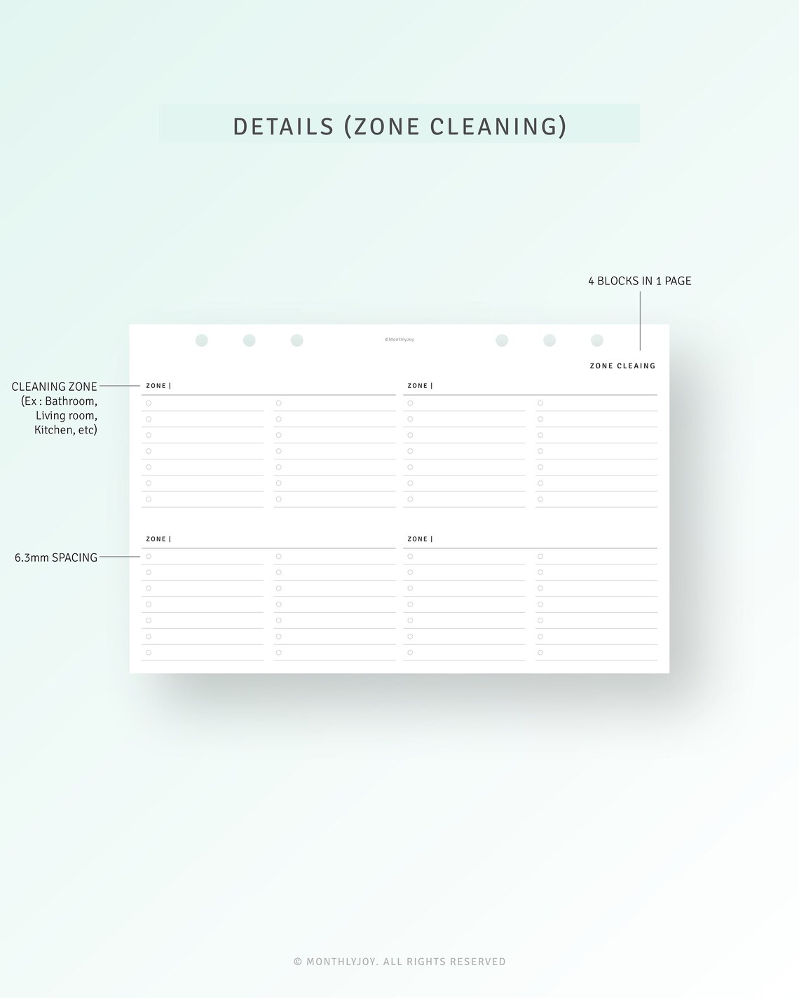 Zone Cleaning Schedule Printable Half-letter Inserts Weekly - Etsy