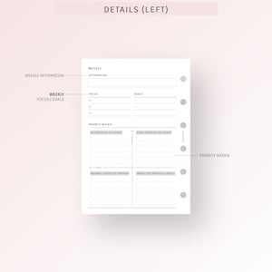 Weekly Agenda With Priority Matrix Pocket Plus Printable Undated Weekly ...