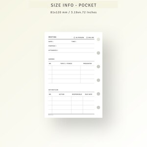 Meeting Notes Template Pocket Size Inserts Printable Project - Etsy