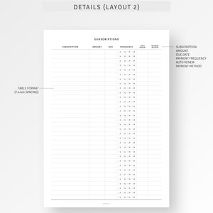 Subscription Tracker A4, Letter Inserts Printable Membership Log ...
