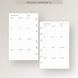 Important Dates Printable FC Compact Inserts, Birthday Event ...