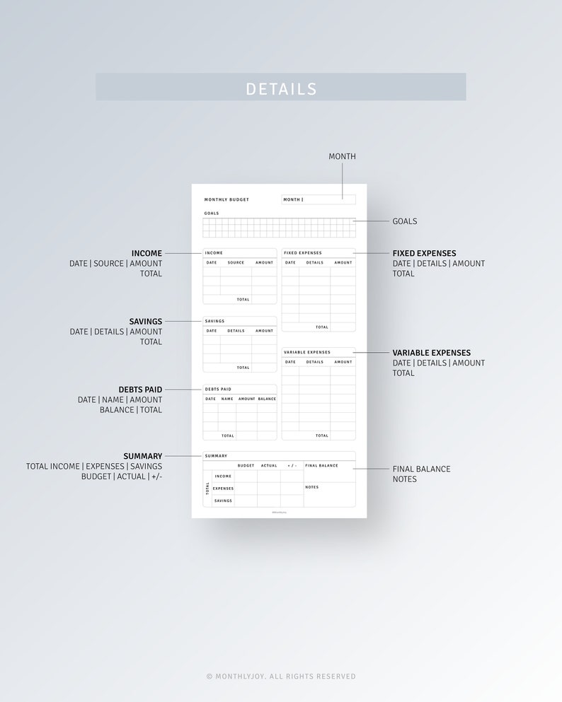 STANDARD TN Budget Planner Printable Finance Tracker - Etsy