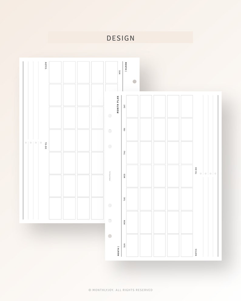 A5 Ring Monthly Planner Pdf Inserts Printable Monthly Layout - Etsy