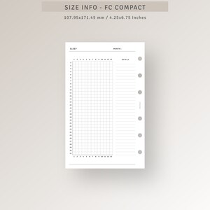 Monthly Sleep Tracker FC Compact Inserts Printable Sleeping Log, Health Binder, Sleep Analysis ...