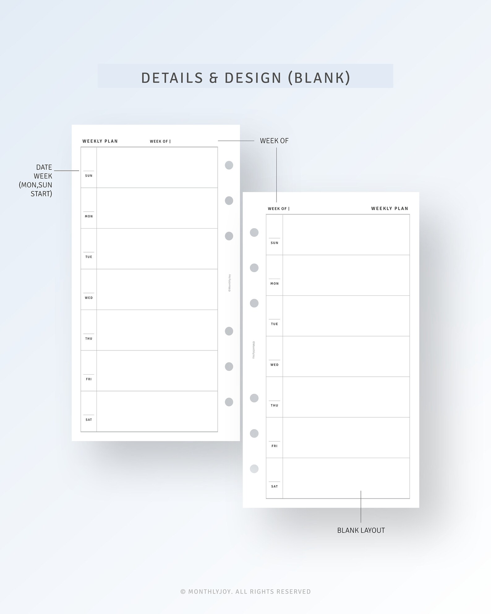 Personal, Week on One Page Printable Weekly Schedule Organizer, Minimal ...