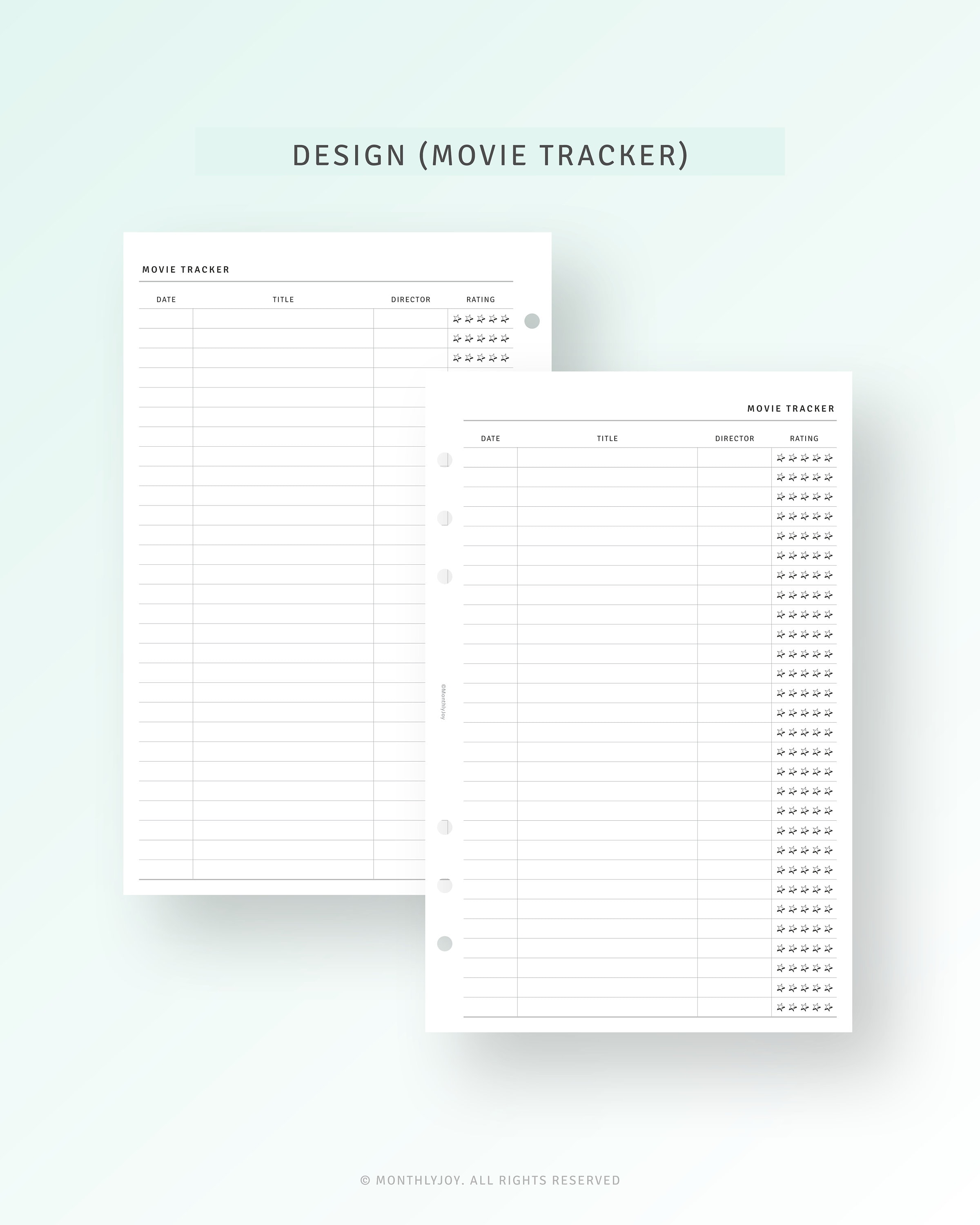 Movie Journal Printable Movie Watch List, Cinema Film Tracker Template ...