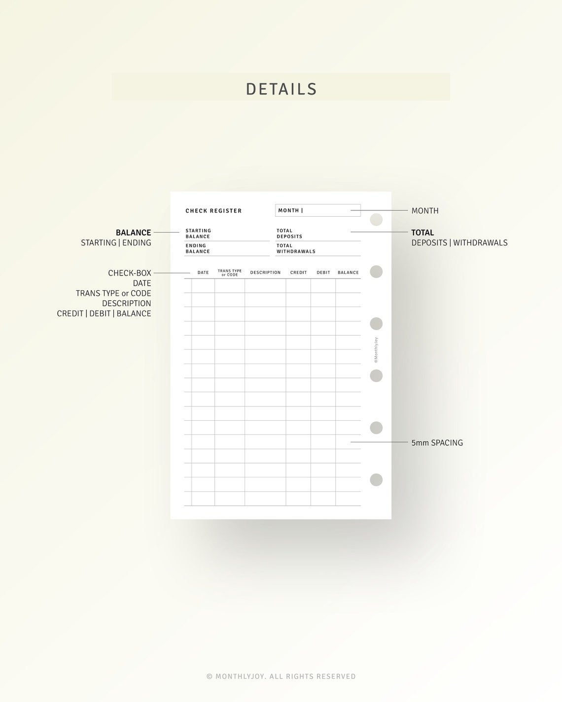 Pocket, Check Register Printable Template, Checkbook Ledger, Spending ...