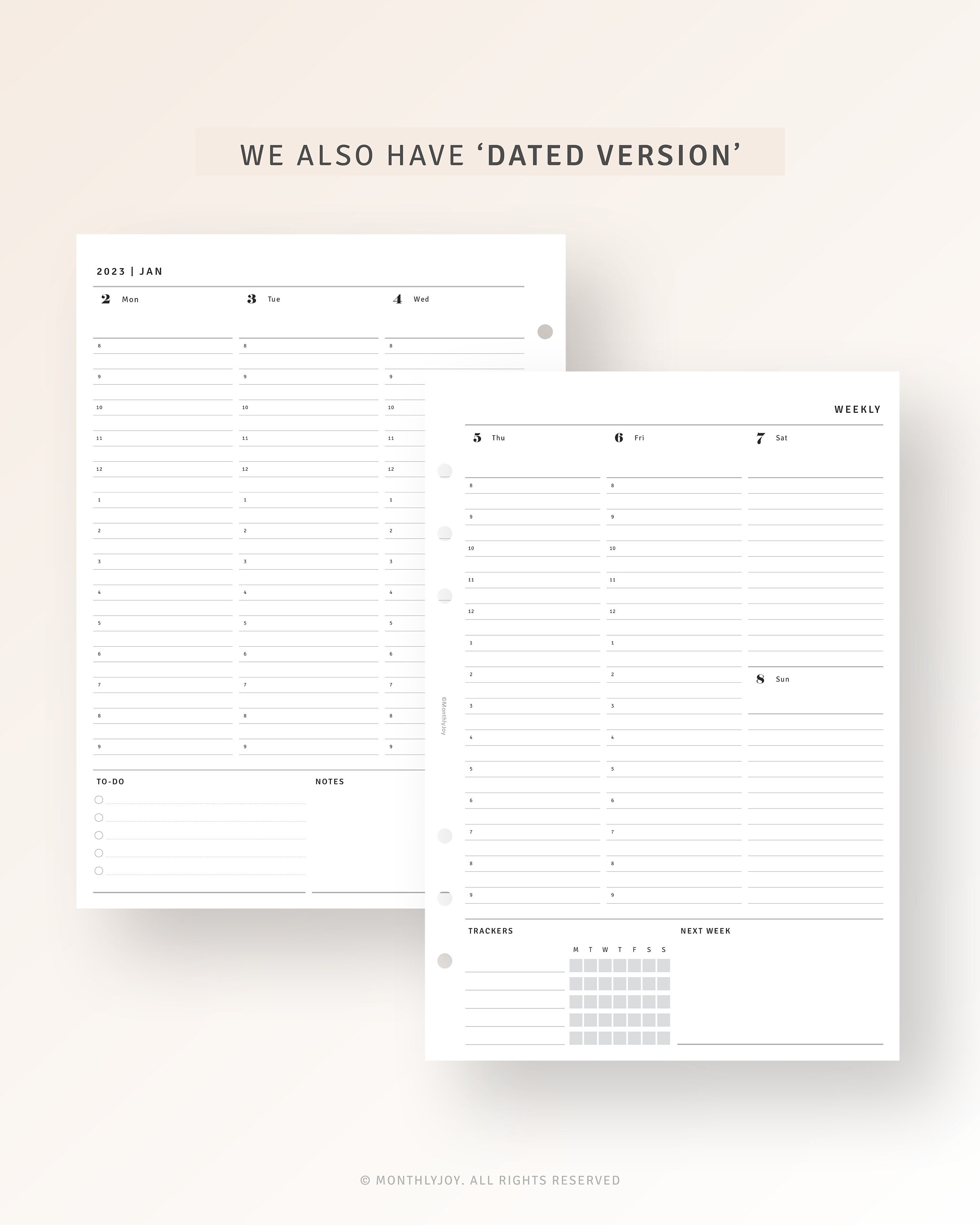 A5 Size Undated Weekly Planner Pages Printable Weekly - Etsy