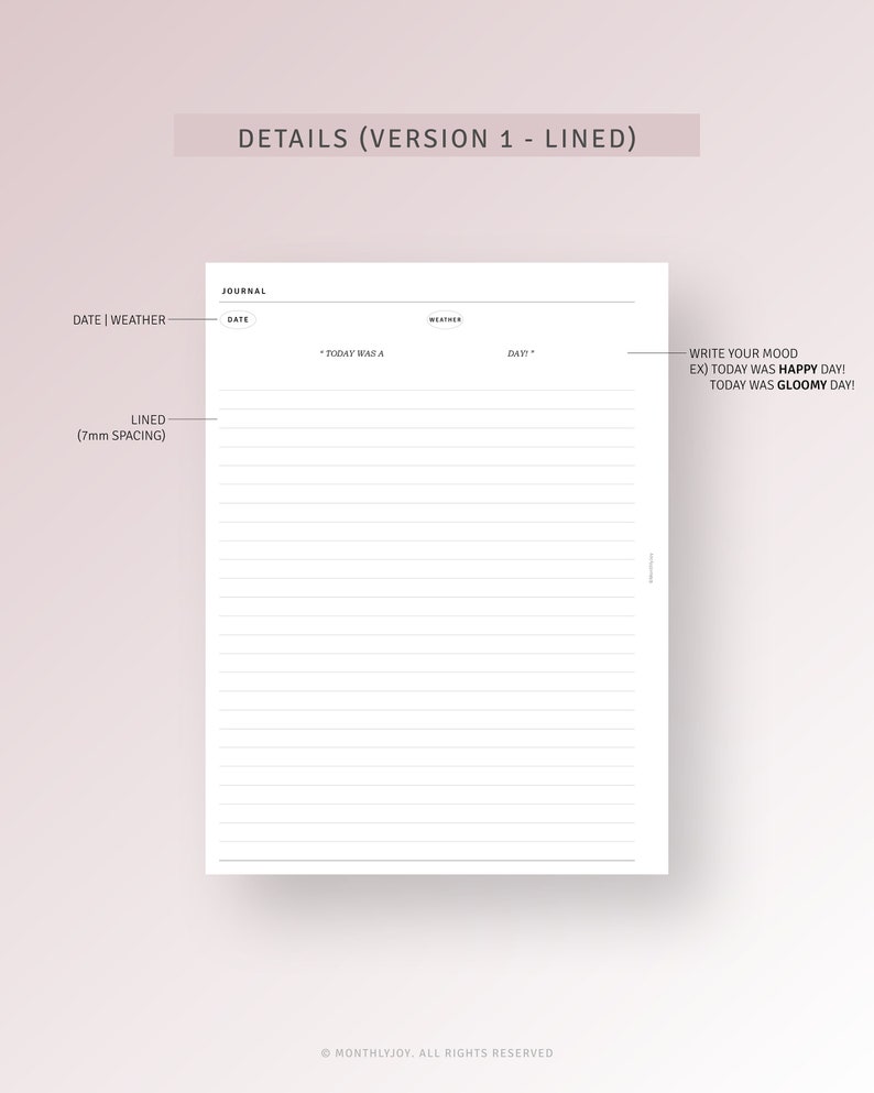 Daily Journal Printable HP Classic Binder, Memory Diary, Daily Review ...