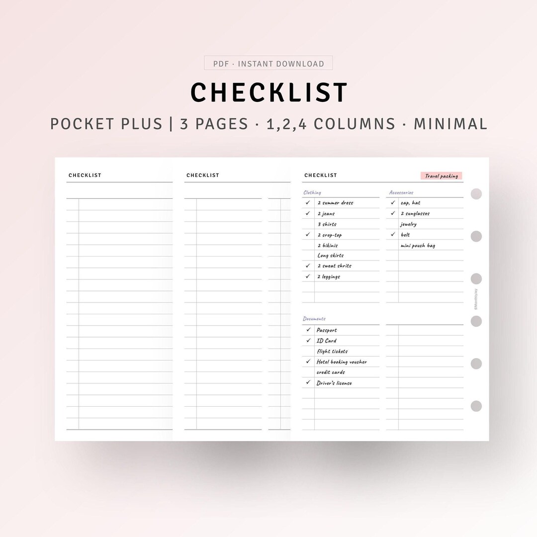 Checklist Printable Pocket Plus Inserts, to Do List, Get It Done List ...