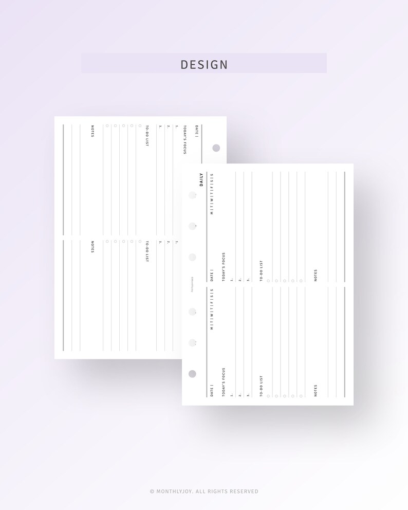 Undated Daily Planner A6 Inserts Printable 2 Days on 1 Page, 2D1P ...