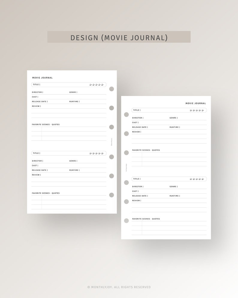 Printable Movie Journal Tracker FC Compact Inserts TV Series - Etsy