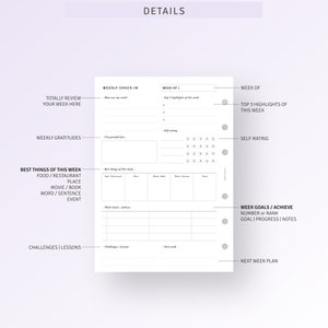 Weekly Review Printable A6 Inserts, Week Reflection Journal, Weekly Check-in Template, Mental ...