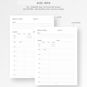Workout Tracker Printable Fitness Journal A4/letter Size Inserts ...