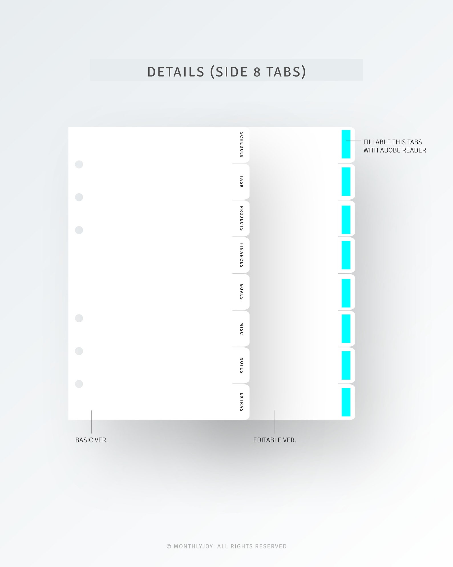 Personal, Editable Planner Divider Bundle, PDF, PNG, Fillable Side Top ...
