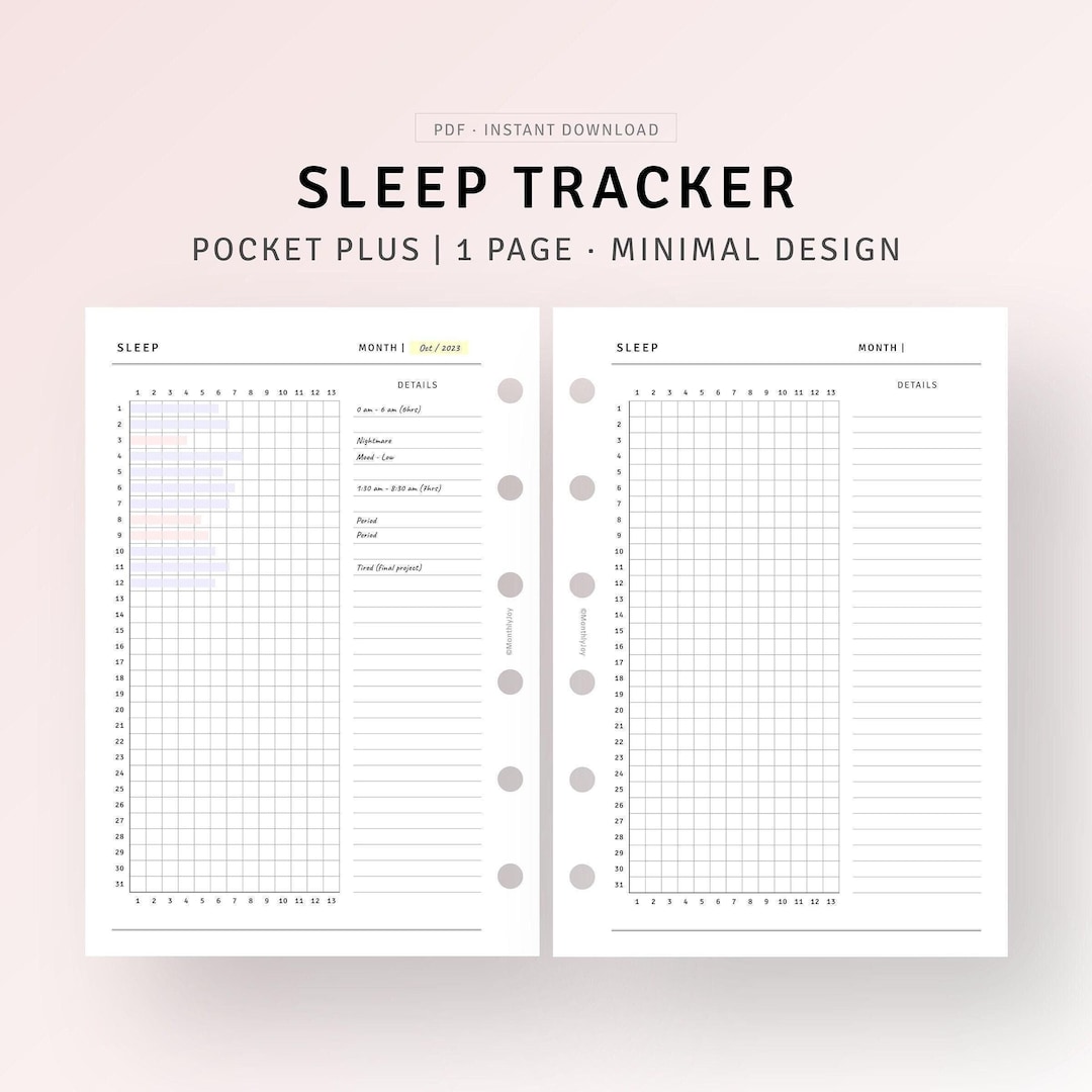Sleep Tracker Pocket Plus Insert Printable Sleep Analysis Circle ...
