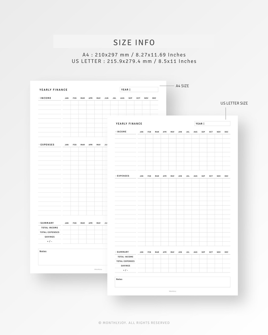 Yearly Income Expense Tracker Printable Finance Tracker, Annual Budget ...