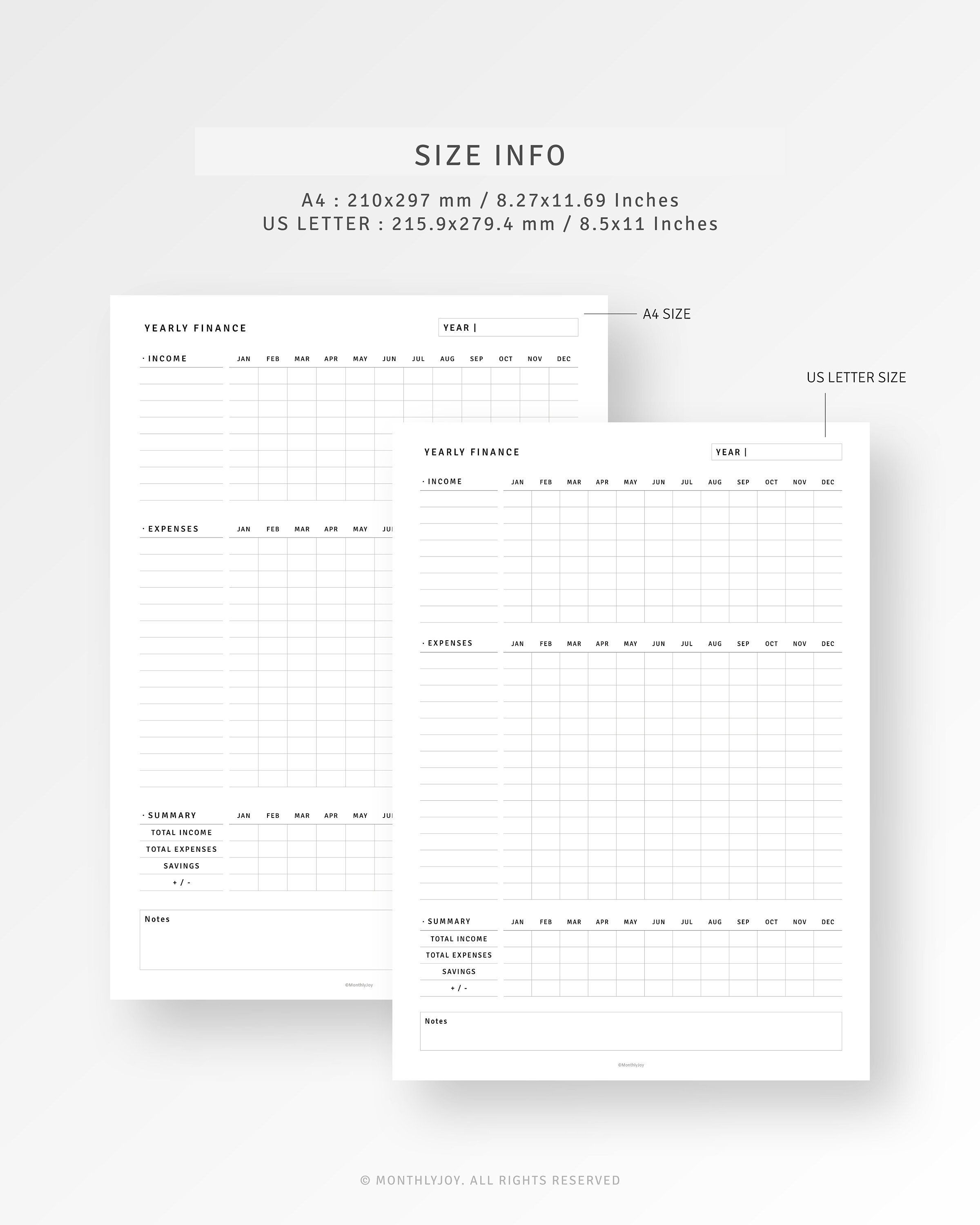 Yearly Income Expense Tracker Printable Finance Tracker, Annual Budget ...