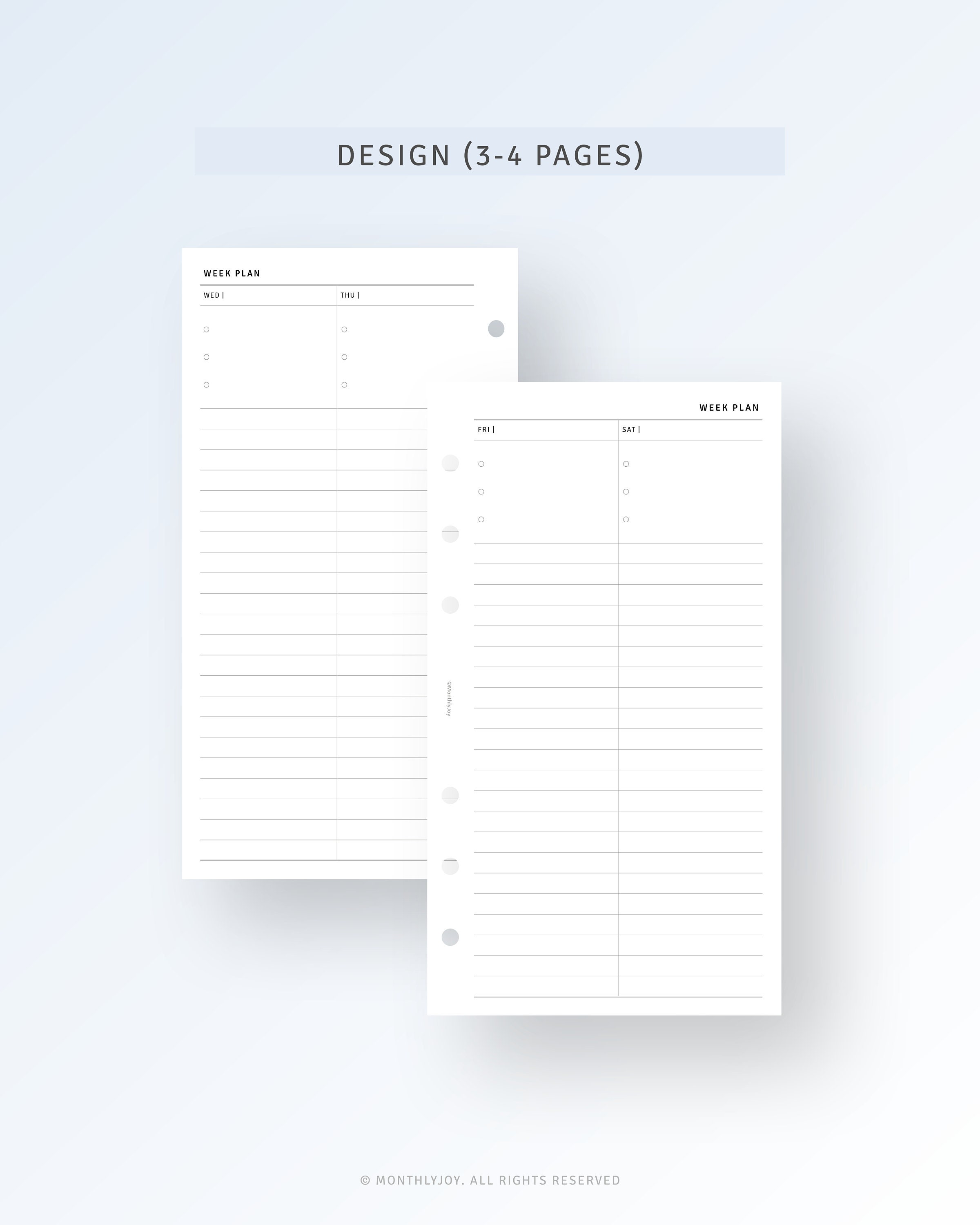 Personal Week on 4 Pages Printable Weekly Planner Undated - Etsy