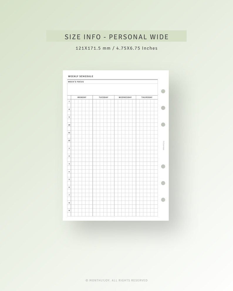 Weekly Schedule Template Personal Wide Printable Weekly | Etsy