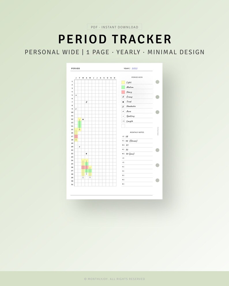 Period Calendar Printable Personal Wide Inserts Menstrual - Etsy