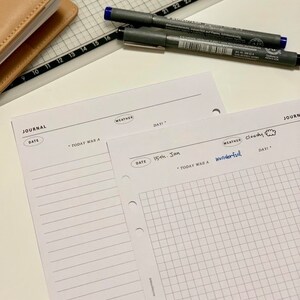 Printable Daily Journal Template Half-letter Planner Inserts, Wellness ...