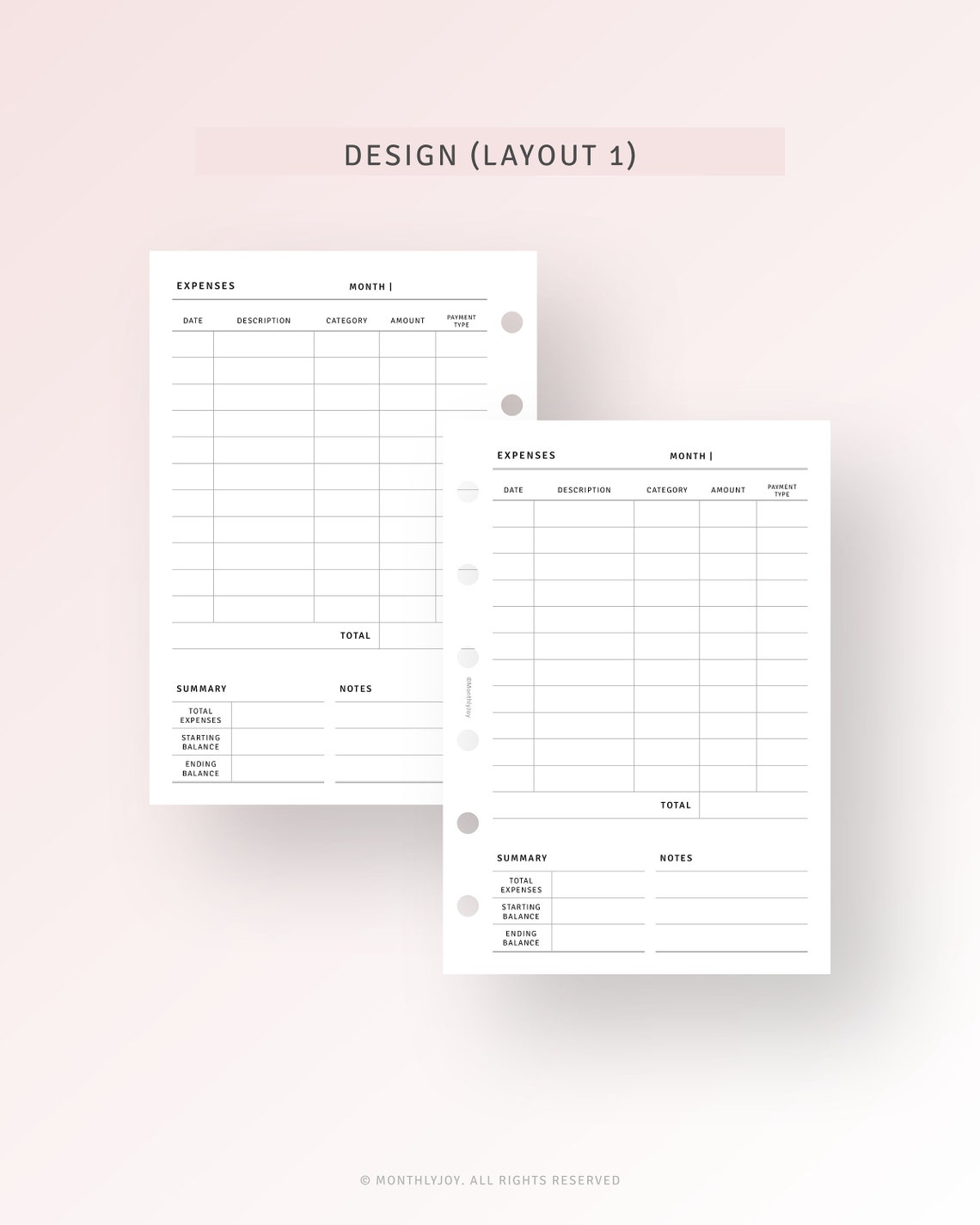 Printable Expense Tracker Pocket Plus Inserts Monthly Expense - Etsy