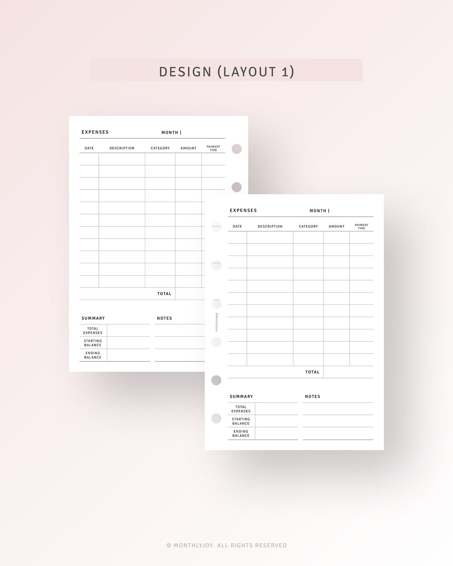 Printable Expense Tracker Pocket Plus Inserts Monthly Expense - Etsy